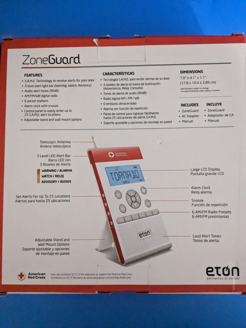 Eton ARCZG100W Zone Guard Weather Alert Clock Radio W/ Flashing Beacon ...