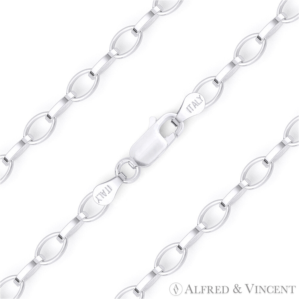 3.5mm Romy Link Italian Cable Chain Necklace in Solid .925 Italy ...