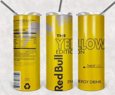 Red Bull Yellow Edition Tropical Energy Drink Steel Tumbler with Straw ...