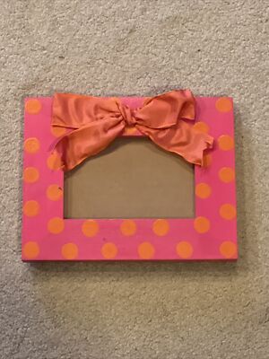 Bella Fiore Orange & Pink Picture Frame Dots & Bow Holds 4 x 6 Photo ...