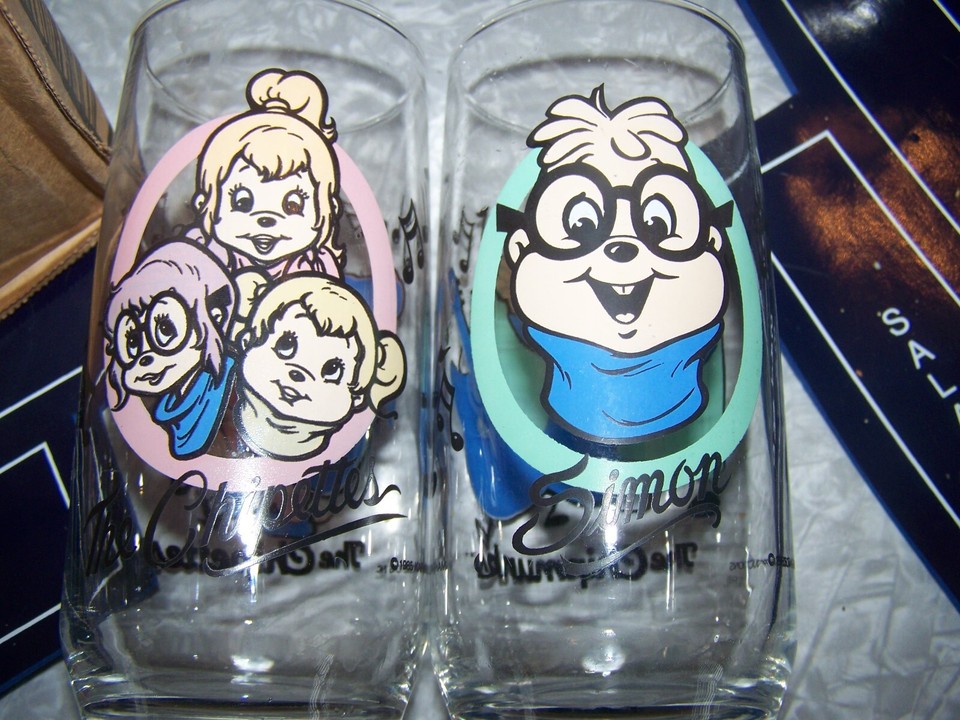 1985 Vintage Alvin And The Chipmunks - The Chipettes and Simon Glasses ...