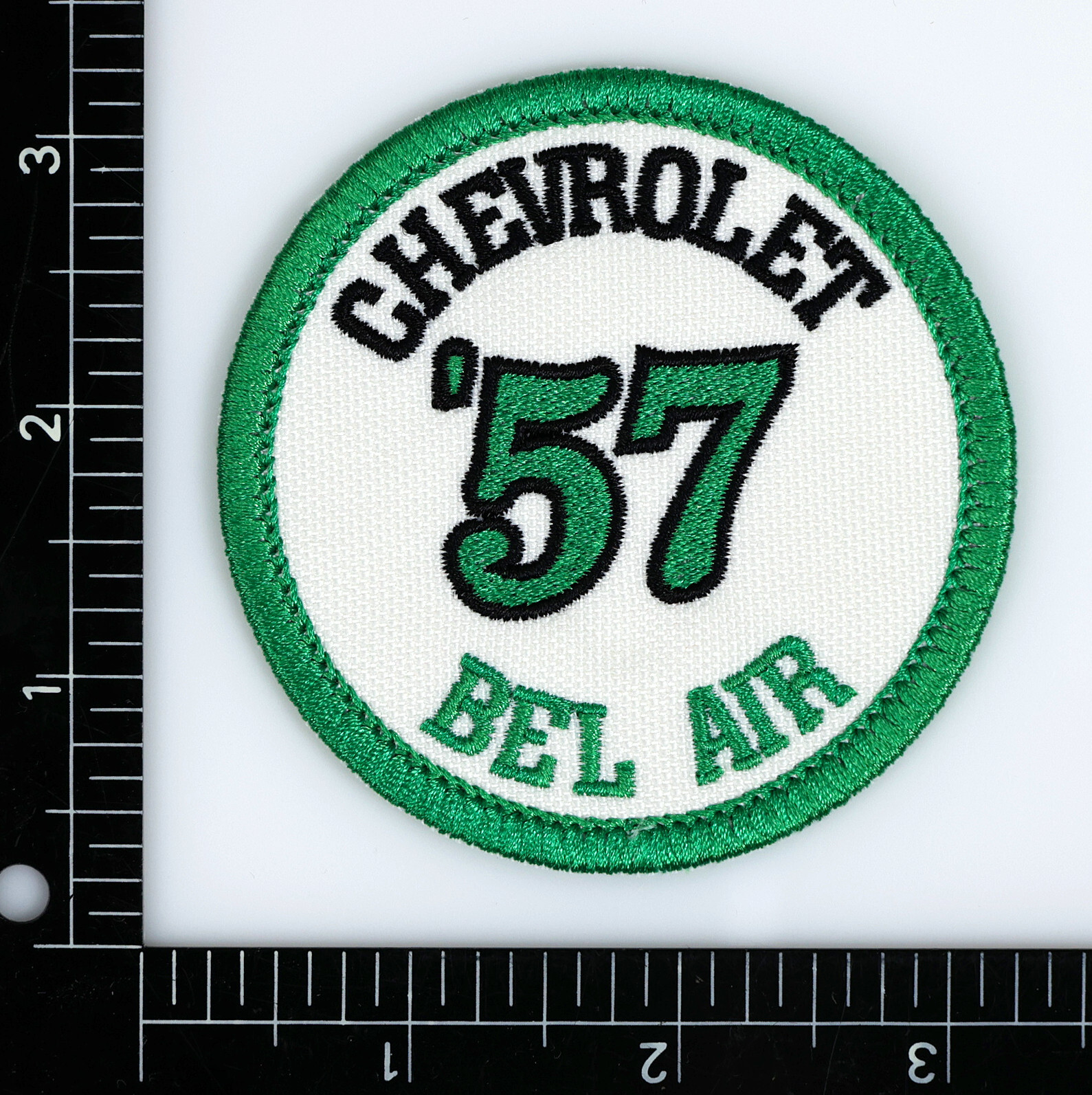 1957 Chevrolet Bel Air Embroidered Patch Ivory/Green Iron-On Sew-On Hat ...