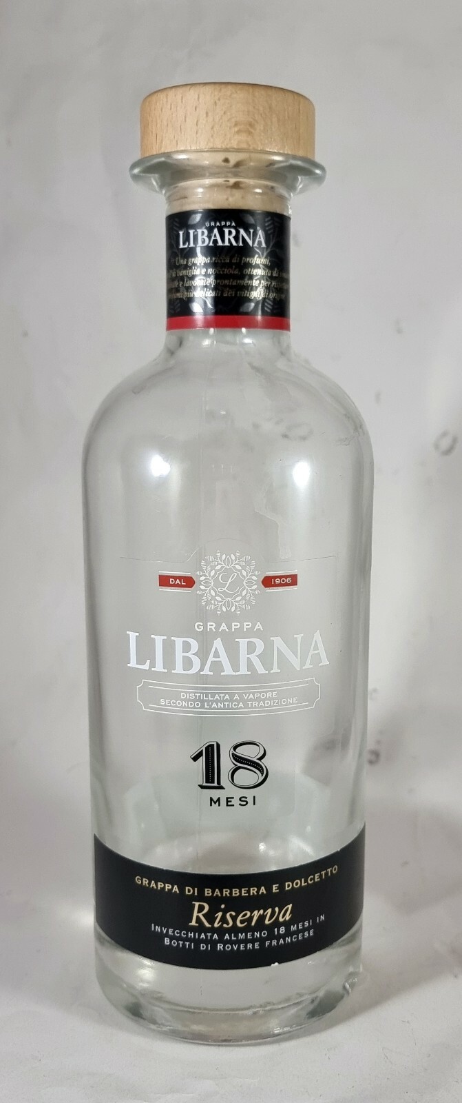 Italian Grappa Libarna 18 Mesi Riserva Empty Bottle Grappa 70cl ...