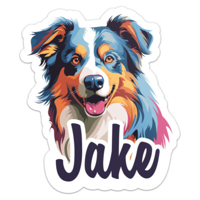 Australian Shepherd Dog Jake Name Car Bumper Sticker Waterproof Vinyl ...