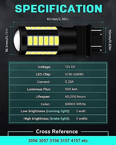 3157 LED Bulbs Non-polarity White Super Bright 12-15V 3056 3156 3156A ...