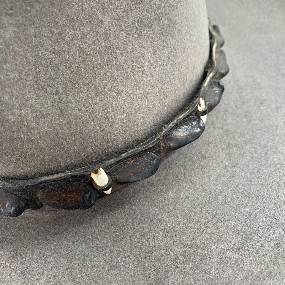 VTG Akubra Western Cowboy Hat Snowy River Crocodile Band Fur Felt Grey ...