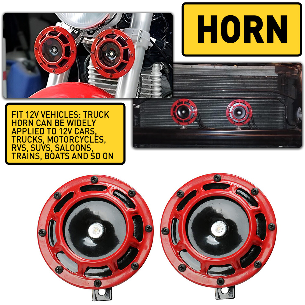 2Pcs 115DB Super Loud Compact Electric Blast Tone Car Air Horn Kit 12V ...