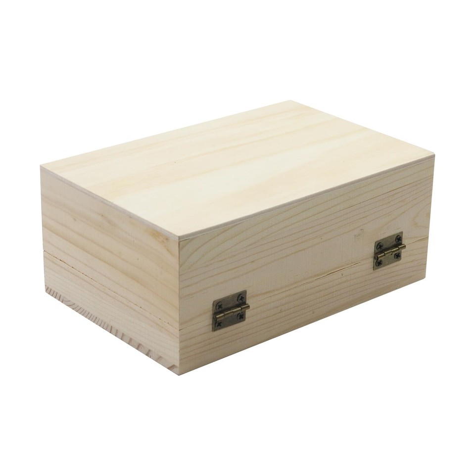 Cuboid 5.86"x3.9" Unfinished Wooden Box Natural Pine Wood DIY Craft ...