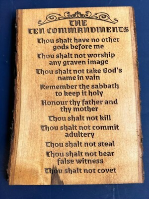 Ten Commandments Live Edge Solid Wood Sign | eBay