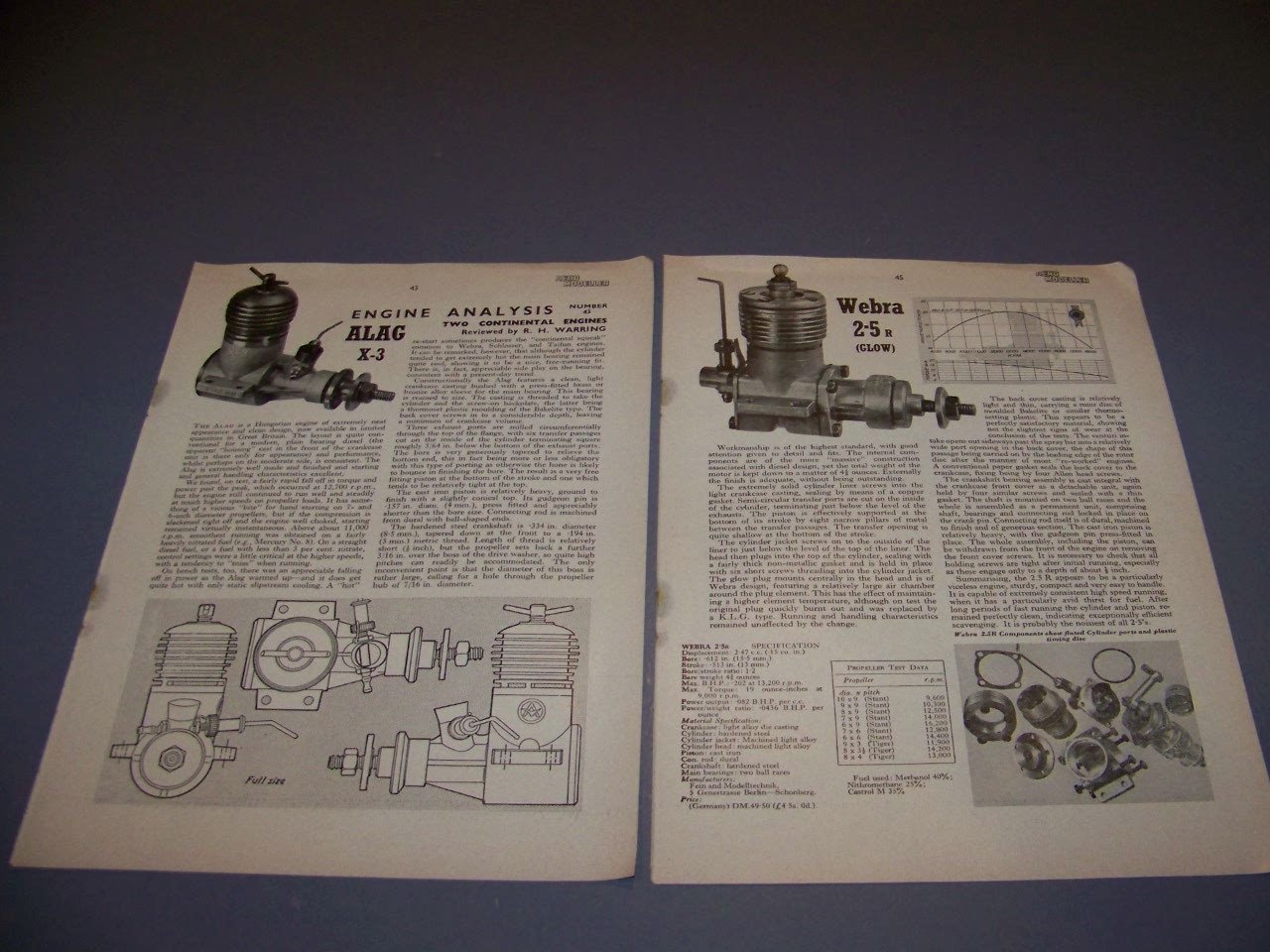 VINTAGE..ALAG X-3 & WEBRA 2-5r R/C ENGINE..-VIEW/PERFORMANCE/SPECS ...