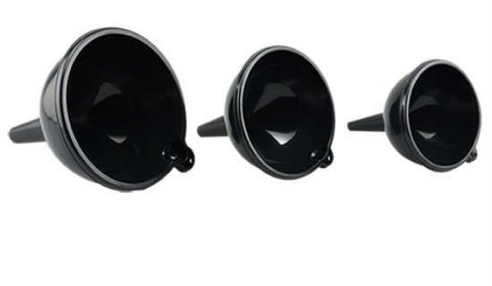 Black Funnel Plastic Set of 3 Nesting Funnels Automotive Kitchen Bar ...