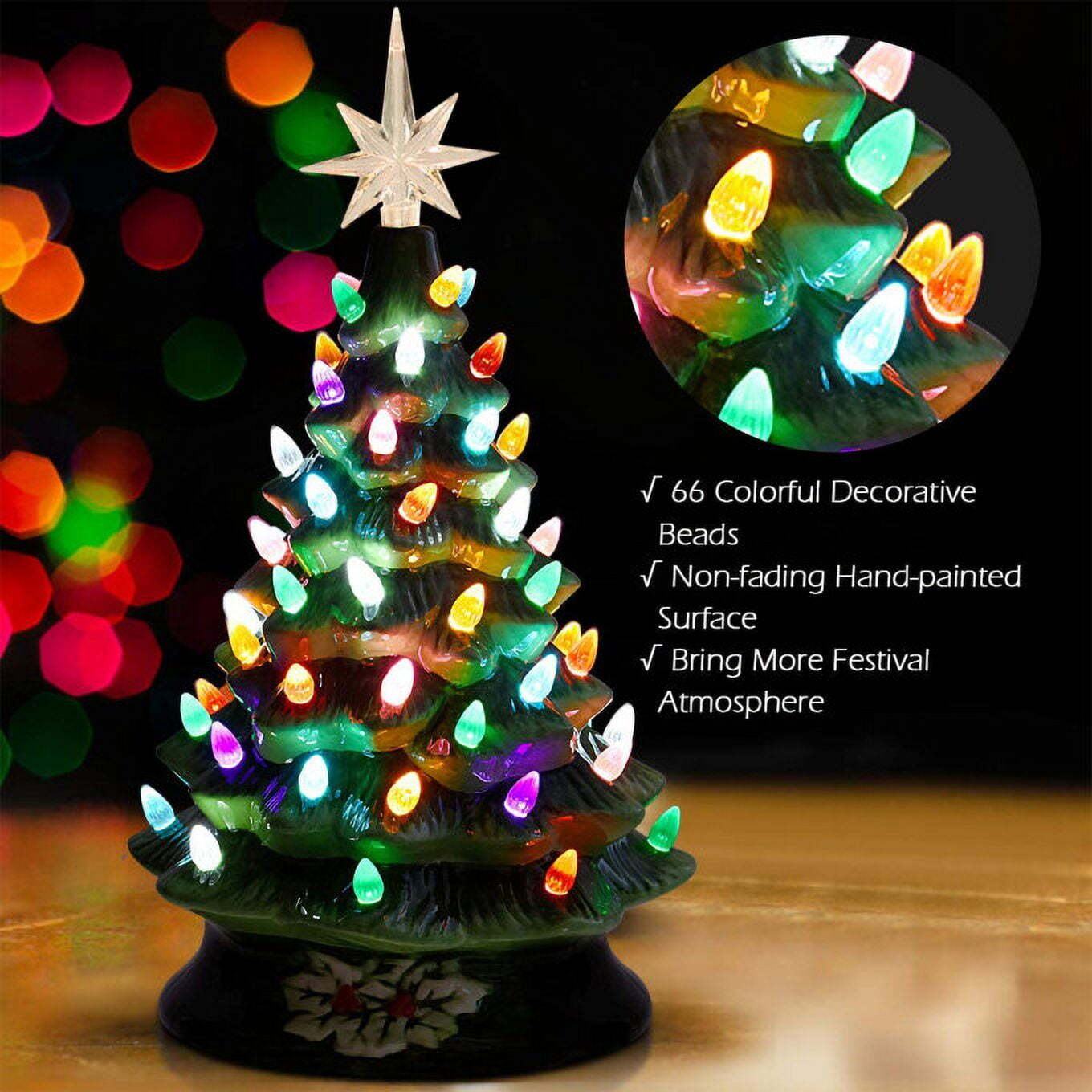 Vebreda SLSDS8271 15 in Large Ceramic Christmas Tree Plug in Tabletop ...