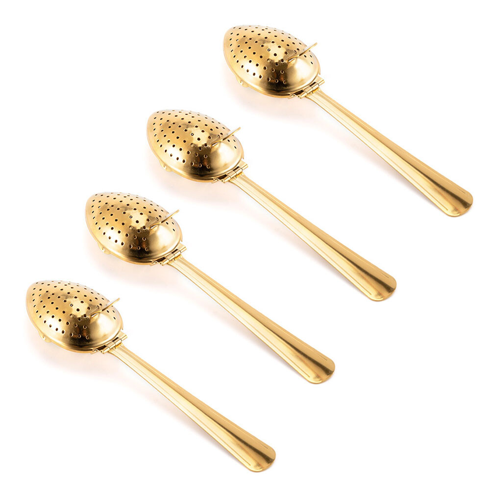 2/4PCS Stainless Gold Tea Infuser Strainer Spoon Loose Leaf Filter ...