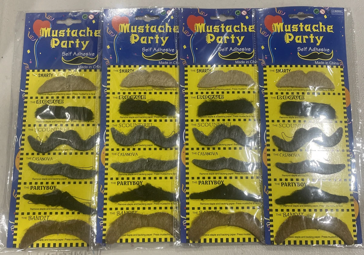 Black Mustache Human Hair Mustache Realistic & Mustache Set - 100% ...