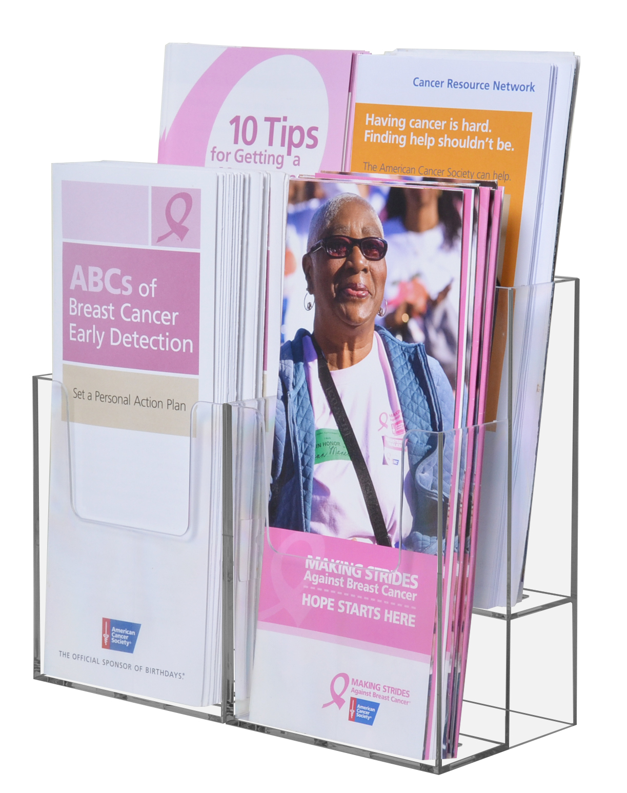 2 Tier Flyer Display 4 Pocket Organizer Stand Tri Fold Brochure Holder ...