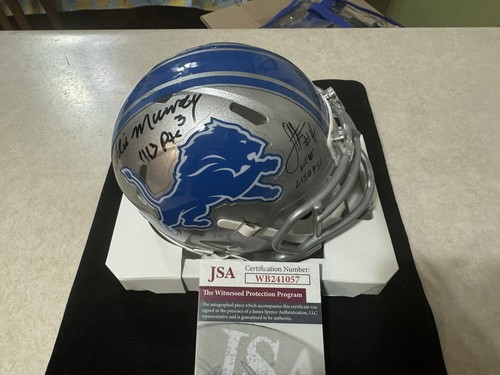 Detroit Lions JASON HANSON/EDDIE MURRAY Dual Signed Riddell Mini Helmet ...