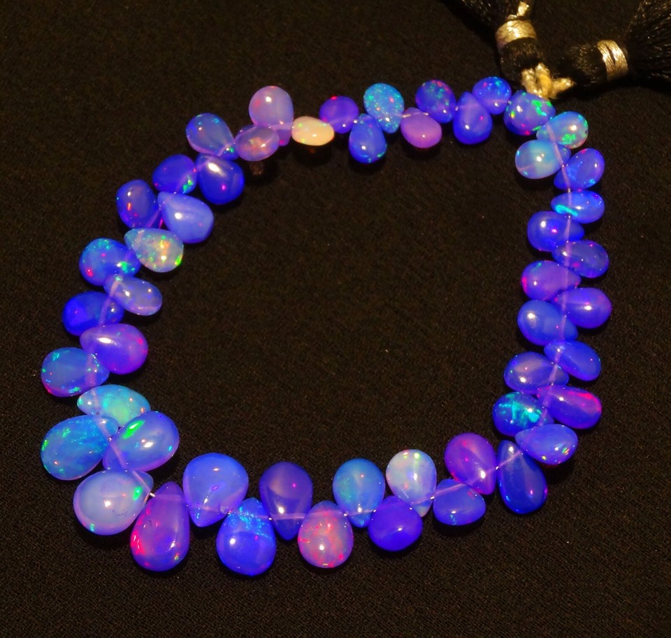 Ethiopian Purple Fire Opal 7x5 to 10x7 mm Size Smooth Pear Beads 7.5" Strand | eBay