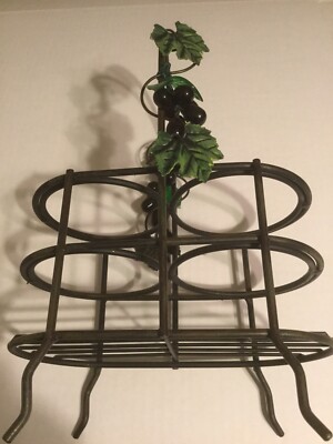 wrought iron with grape accent 2 bottle wine holder. 14” tall | eBay
