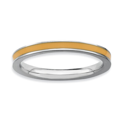 Lex & Lu Sterling Silver Stackable Expressions Orange Enameled 2.25mm ...