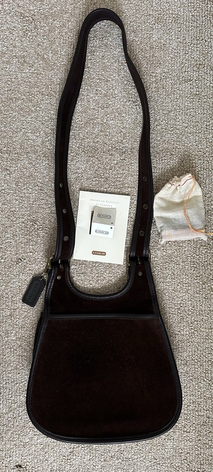 COACH VINTAGE BERKELEY 90'S MAHOGANY SUEDE & LEATHER SADDLE BAG 9014 ...