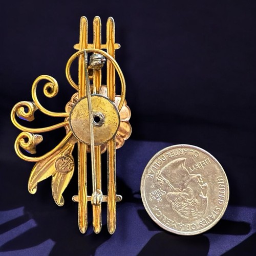 Harry Iskin Gold Filled Brooch Blue Rhinestone 12K GF Retro 1940s ...