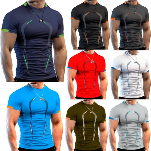 Men's Compression O Neck Quick Dry Running T shirt Tight-Fitting ...