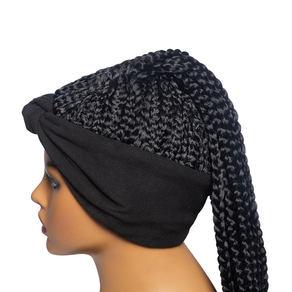 18" Box Braids Headband wigs Braided Ponytails Turban Wigs Cornrow ...