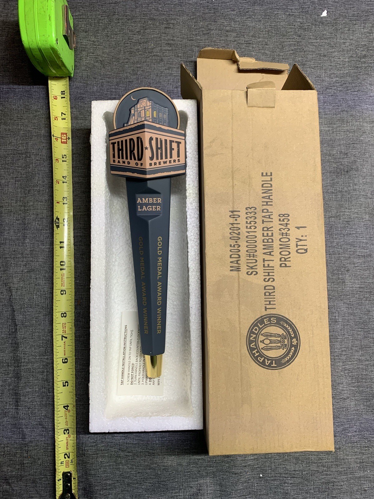 BRAND NEW Third Shift Band of Brewers Brewery Amber Lager Beer Tap ...