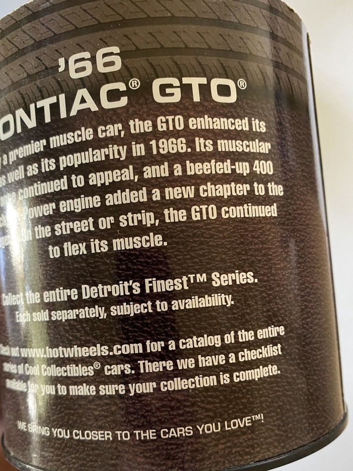 Hot Wheels 1966 Pontiac GTO Detroits Finest Series Limited Edition 1:64 ...