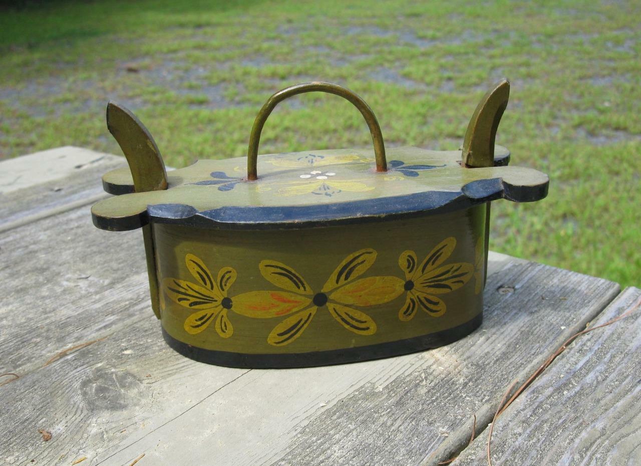 Antique Norwegian Rosemaling Tine Box Norway Scandinavian c1900 Norge ...