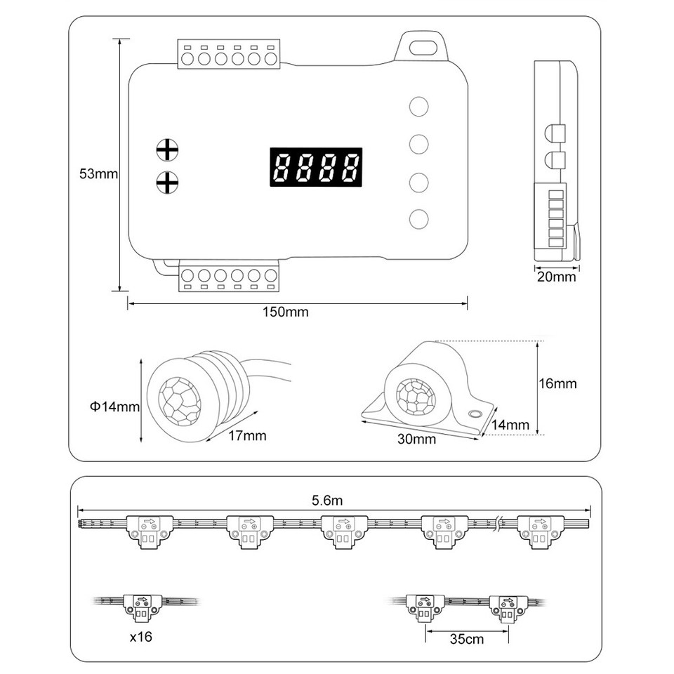 Intelligent Motion Induction Stair Light Smart Controller 16 20 Steps ...