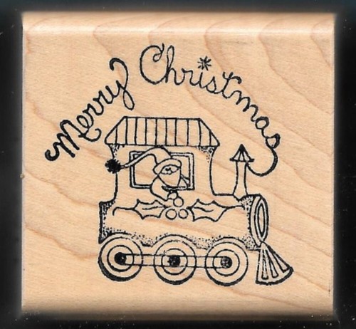 SANTA TRAIN ENGINEER Merry Christmas Words HOLLY BERRY HOUSE wood ...