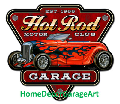 Hot Rod Garage Cutout Metal Sign, 3 Sizes, Vintage Style Garage Art | eBay