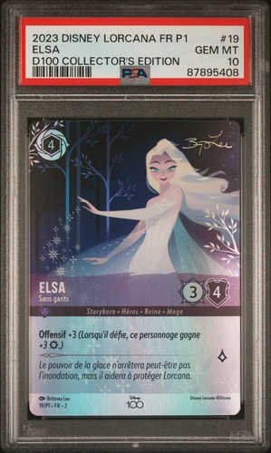 Carte Elsa D100 Collector Disney Lorcana #19 P1 - FR 2 - PSA 10 - NEUF ...