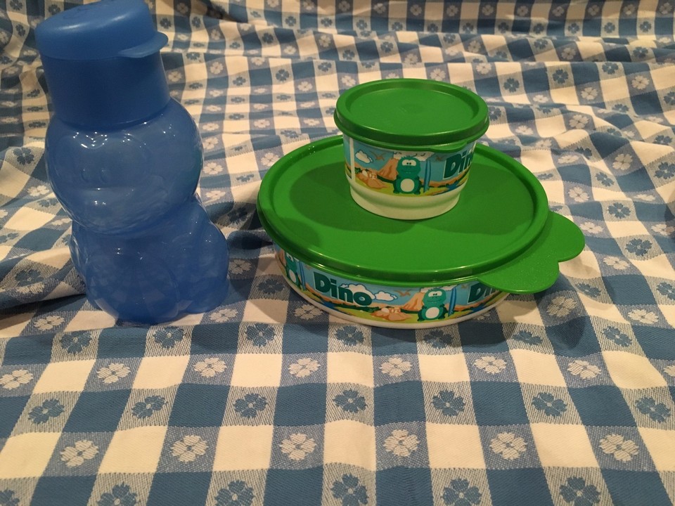 Tupperware Dino-mite Set Eco Danny Big Wonder Bowl & Snack Cup Kids ...