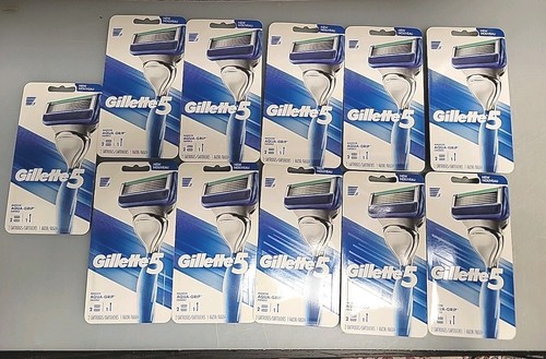 Gillette 5 Aqua Grip. 2 Cartridges And 1 Handle. Brand New Sealed. Lot ...