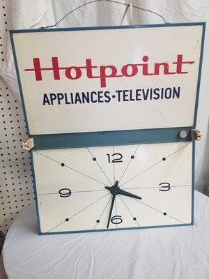 Vintage Hotpoint Appliances Television Dealer Sign And Clock ( As Is ...