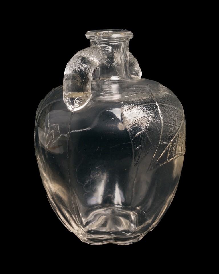 Vintage White House Apple Cider Glass Quart Jug w Handles + Raised Leaf ...