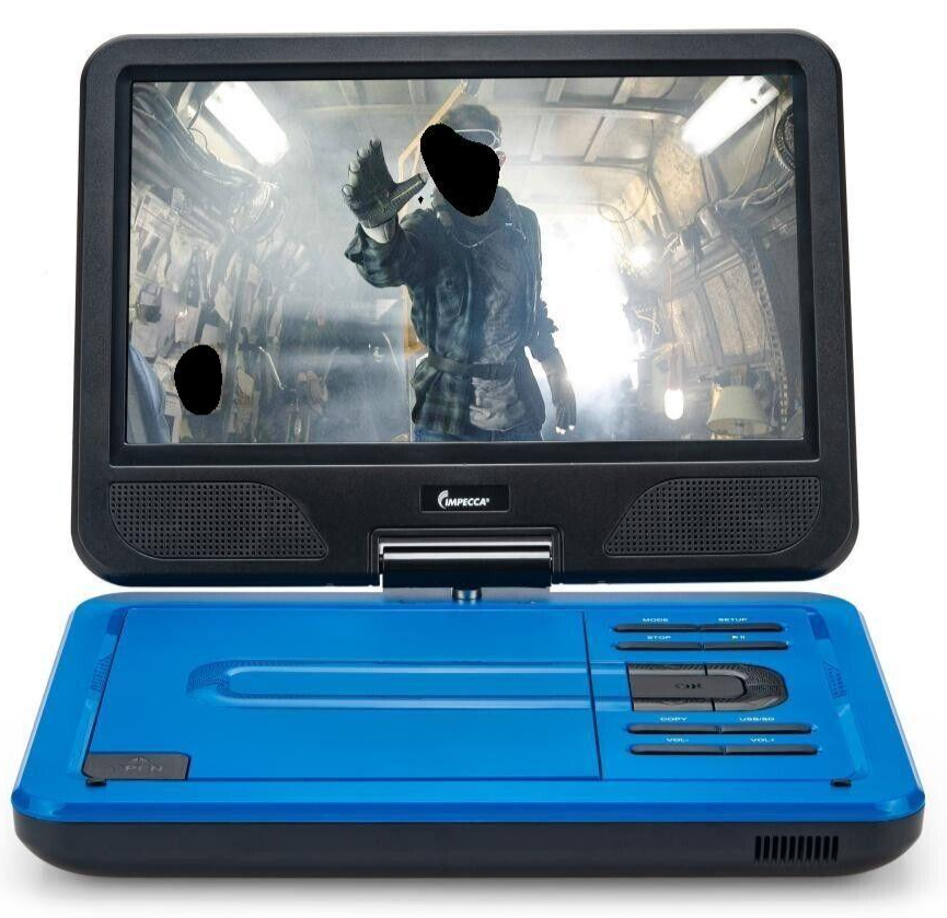 IMPECCA 10.1" Portable DVD Player 270° Swivel Screen USB/SD 5 Hour ...