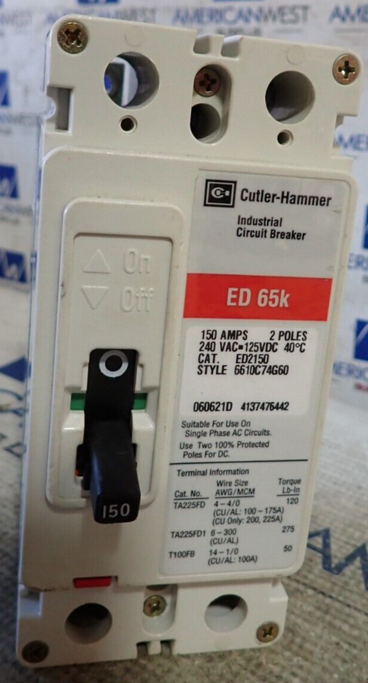 Cutler Hammer ED2150 150 Amp 240 VAC 2 Pole Type ED Circuit Breaker ...