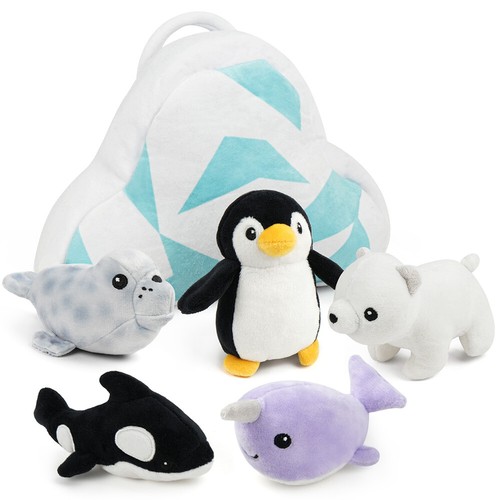 Ocean Stuffed Animal 5 Sea Creature Plushies with Iceberg Carrier Set ...