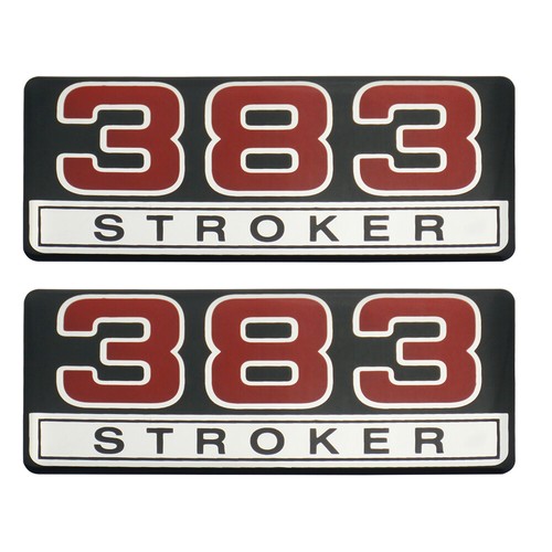 2X 383 Stroker 6.3L Engine Emblems Badges Red & Black & Chrome | eBay