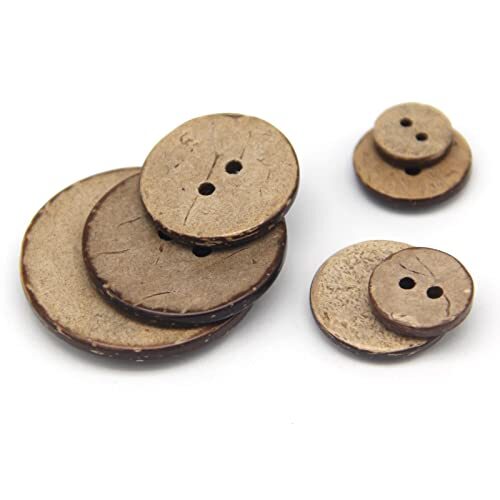 100pcs 10mm(0.394inch) Brown Natural Coconut Shell Buttons, 2 Holes ...
