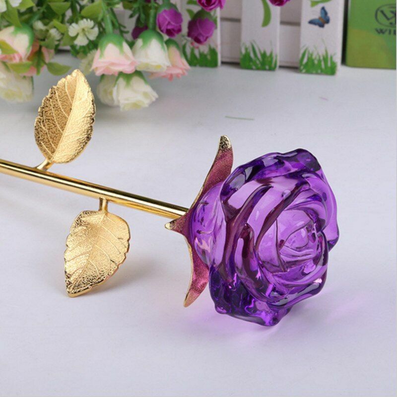 Purple Crystal Glass Rose