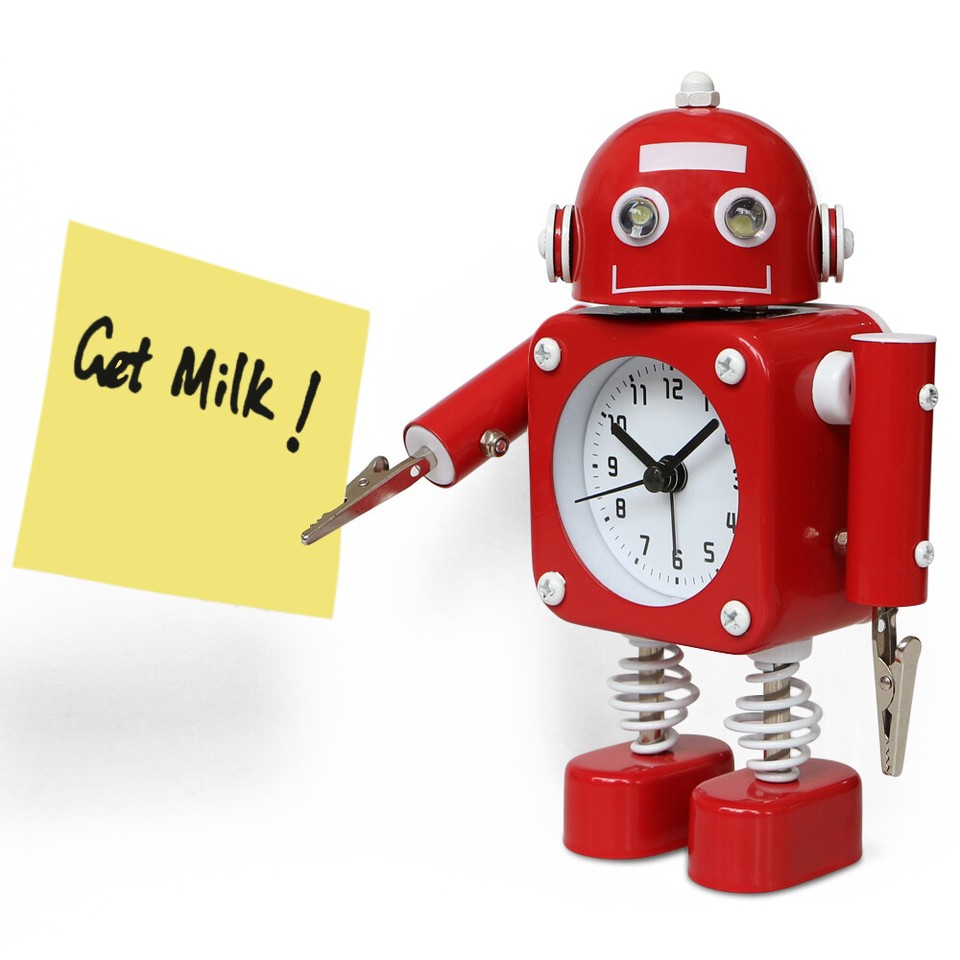 Betus Non-ticking Robot Alarm Clock Stainless Metal Wake-up Clock With ...