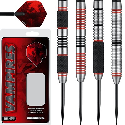 Vampires V2 Darts Set 21g 22g 23g 24g 25g 26g 27g grams Red Black Rings ...