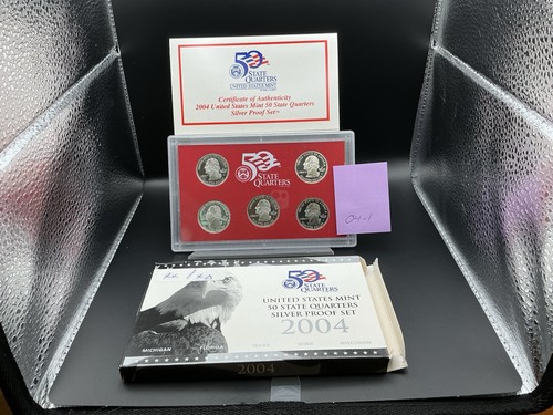 2004 S US Mint State Silver Quarters Proof Set 5 Coins W/ COA and OGP ...