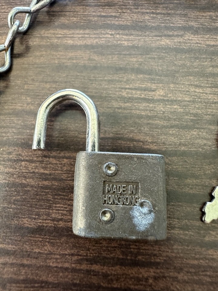 Solar Mini Padlock with Chain & Key Made in Hongkong *Works* | eBay
