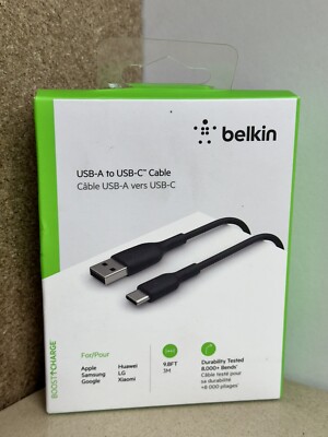 Belkin USB-A To USB-C 3 METRE charger Box 3 | eBay Australia