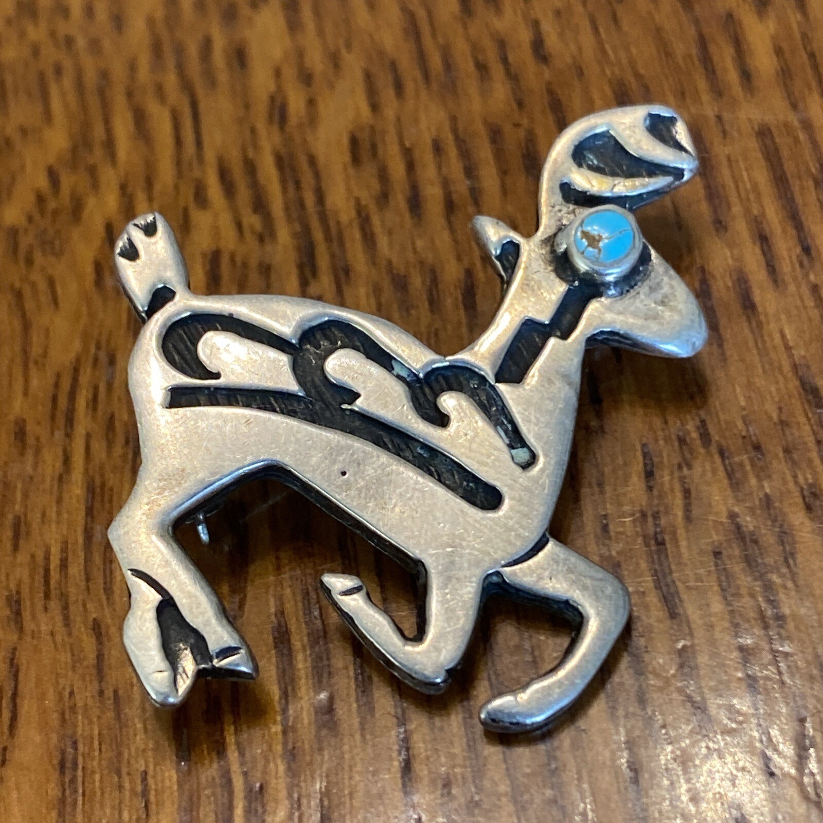 Vintage Navajo Hopi Overlay Deer Brooch Sterling Silv… - Gem